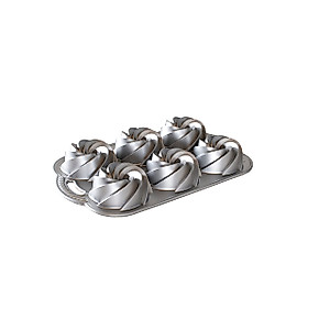 Nordic Ware Heritage Bundtlette Cake Pan, Metallic, Silver