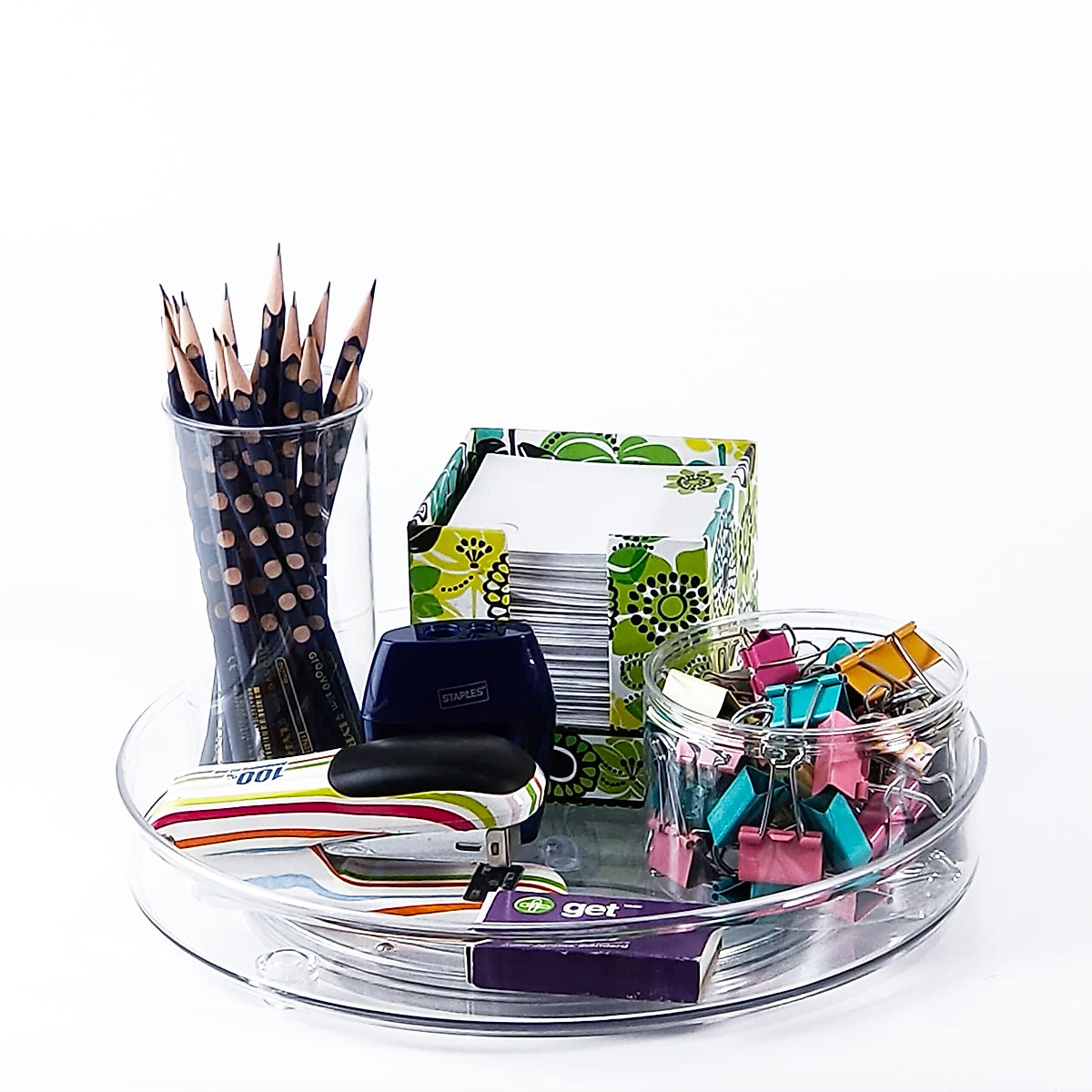 YCLADEC 4 Pack Lazy Susan 10.6inch Turntable Pantry Organization and Storage for Cabinet Organizer Container Bins Spice Rack Rotating Condiment Countertop Kitchen Vanity Bathroom Jewelry Holder Clear