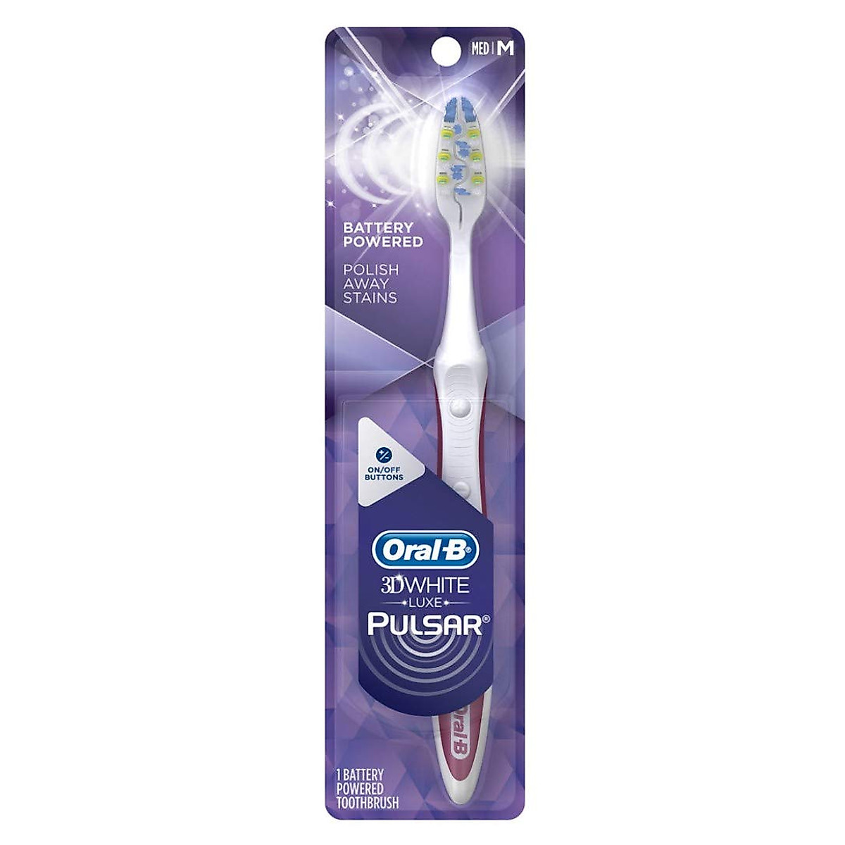 Oral-B Toothbrush Pulsar Medium 3D White (Battery) (2 Pack)