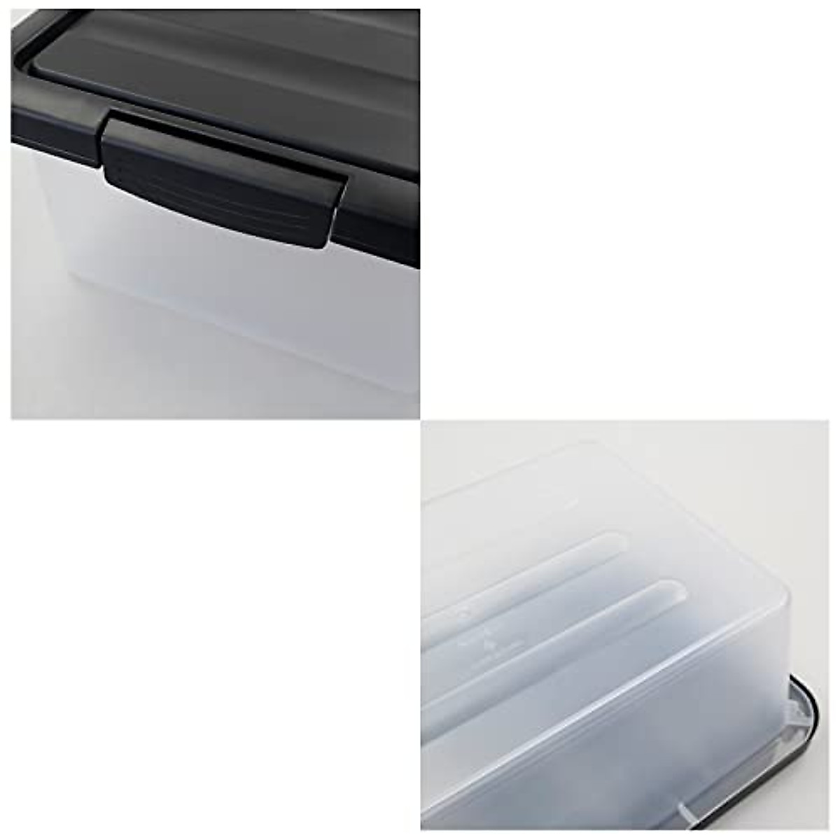 Wekioger Versatile Plastic Storage Box Organizer Bins with Black Lids, 14 Quart, 2 Packs