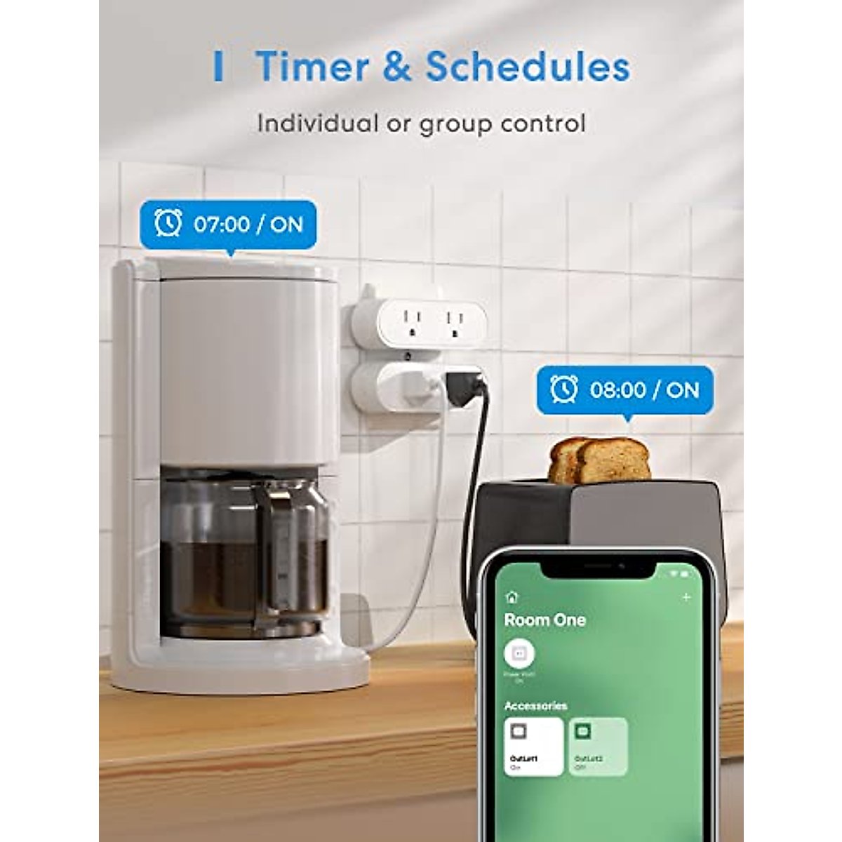 Smart Plug, Meross WiFi Dual Smart Outlet Supports Apple HomeKit, Siri, Alexa, Google Assistant & SmartThings, Voice & Remote Control, 10A, Timer, No Hub Required, 2.4GHz WiFi Only, 1 Pack