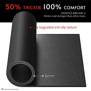 Crostice Double Mat Compatible with Peloton Bike, for Most Bike, Thickness 6mm, Bike Trainer Accessories, 11.8x24 inch * 2 Mat Protect Hardwood Floor Carpet, for Cycling Home Gym Exercise