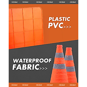 HiGiant [4 Pack] Collapsible Traffic Safety Cones 18'' inch, Orange Pop-up Cones with Reflective Collar, Caution Cones for Road Driving Practice and Parking Lot