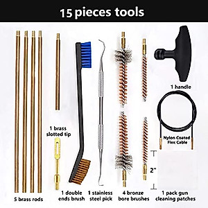 Pro .223/5.56 Cleaning Kit with Bore Chamber Brushes Cleaning Pick Kit, Brass Cleaning Rod in Zippered Organizer Compact Case BOOSTEADY