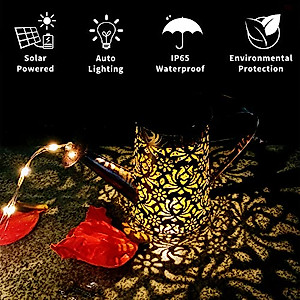 Solar Garden Lights - Solar Watering Can Landscape Lights Solar Pathway Lights with 90 LEDs Fairy Lights Outdoor Decoratiive Waterproof Solar Hanging Lantern Lights for Yard, Pathway