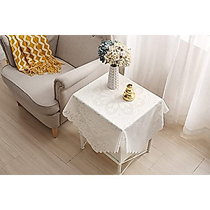 HOMECOOL Square Small Table Cloth - Ivory Crochet Tablecloth for Round Coffee Table 35 X 35 Inch - Sunflower