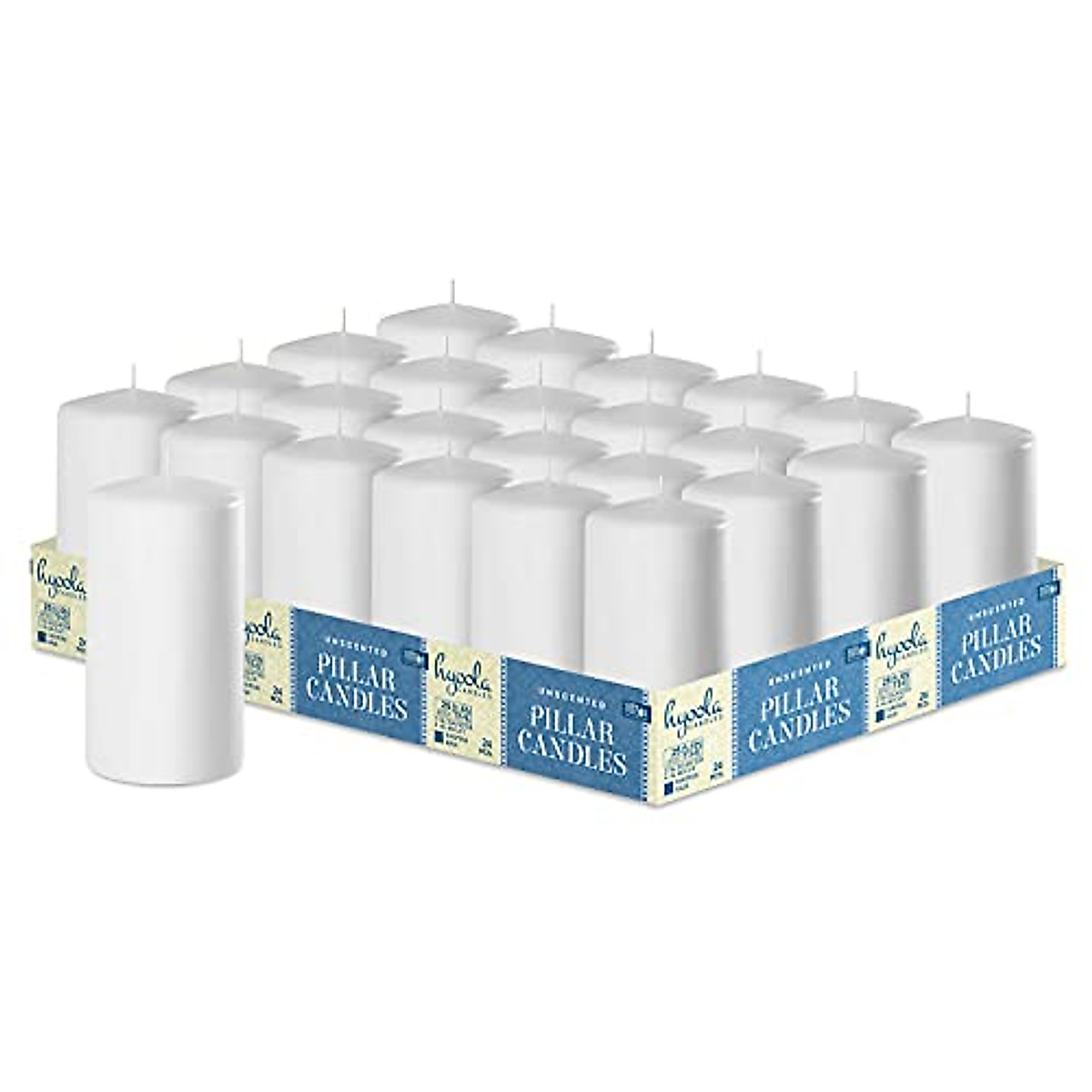 HYOOLA White Pillar Candles 2-inch x 4-inch - 24 Pack Unscented Bulk Pillar Candles - European Made