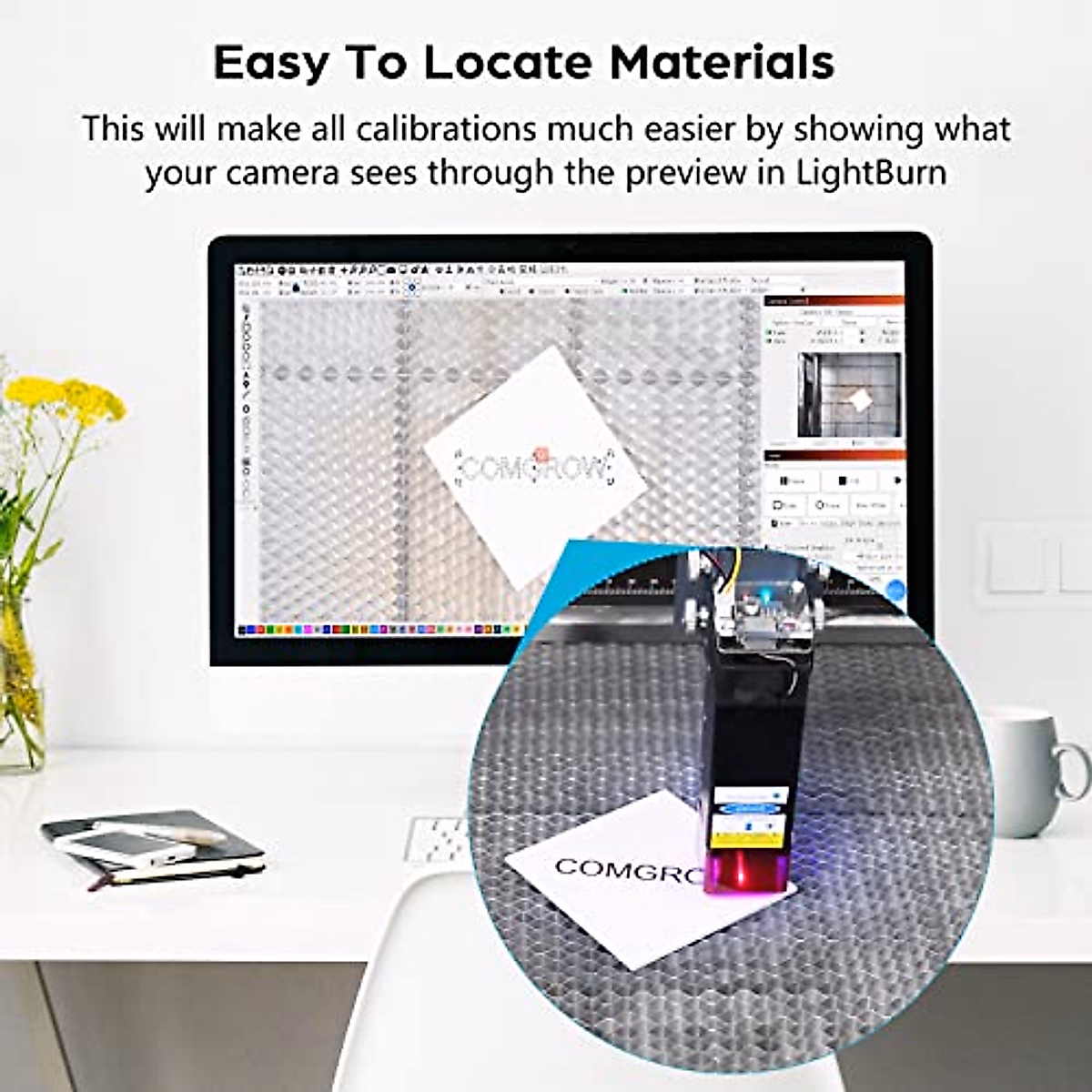Comgrow 8MP Lightburn Camera Module for Laser Engraver,3264 * 2448,USB 2.0 Interface,High Definition,9.8ft Cable,Supports Yuv422/Mjpg Video Output