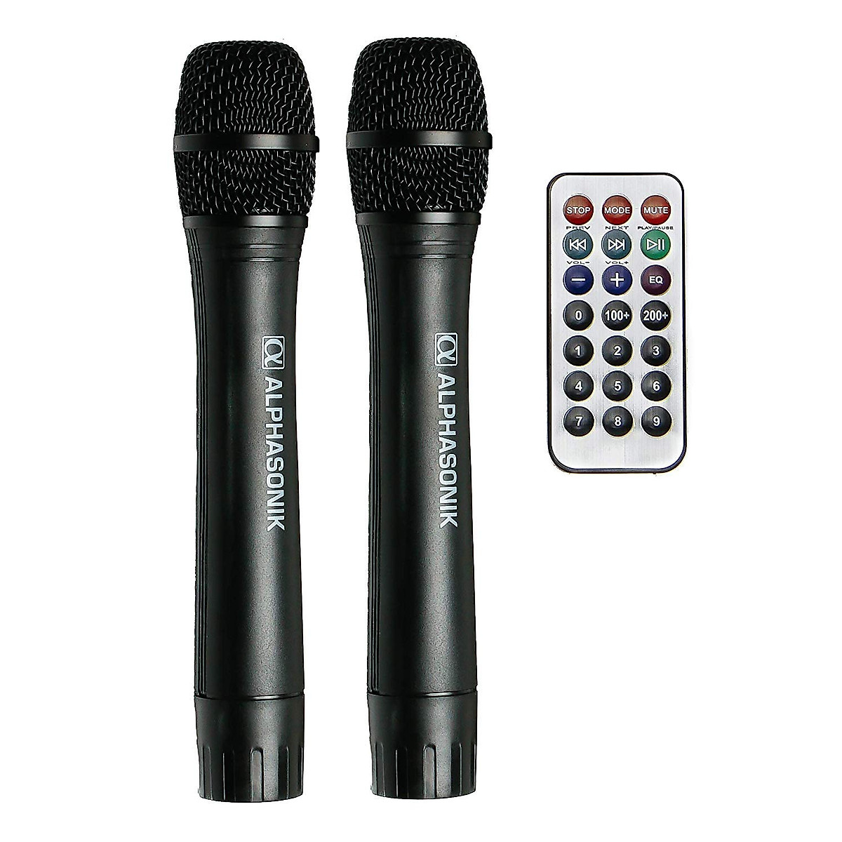 Alphasonik 8" Portable Rechargeable Battery Powered 800W Pro DJ Amplified Loud Speaker with 2 Wireless Microphones Echo Bluetooth USB SD Card Aux MP3 FM Radio PA System LED Ring Karaoke Tripod Stand