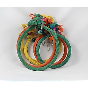 Barn Eleven Bird Swing, Cage Hanging Toys Cotton Rope Swing Bite Resistance Perches Toy Parrot Toy Boredom Breaker for Budgie, Cockatiels, Conures, Finches, Small Parakeets (Large,Pink)