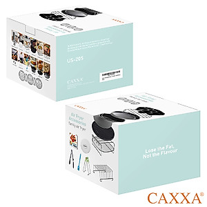 CAXXA 15 PCS 8 Inch XL Air Fryer Accessories, Deep Fryer Accessories with Recipe Cookbook Compatible with Growise Phillips Cozyna Fits All 4.2QT - 5.8QT Air Fryer