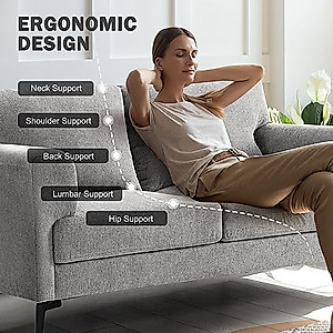 SENYUN 57" Sofa, Comfy Loveseat with Extra Deep Seats, Linen Fabric Upholstered Modern 2-Seats Sofa Couches for Living Room, Bedroom, Small Space