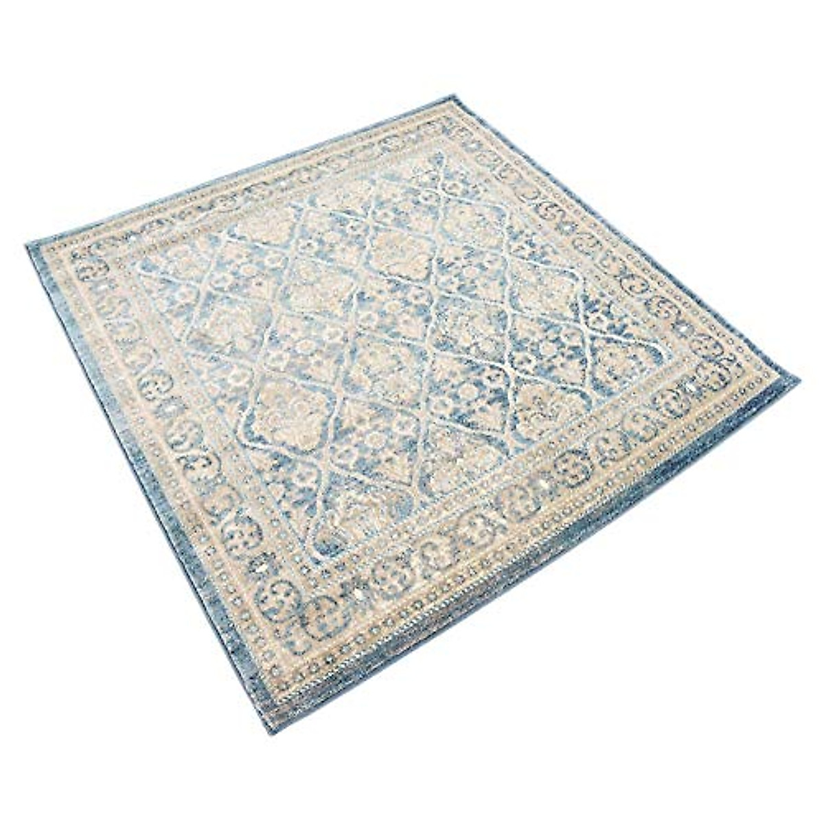 Unique Loom Salzburg Collection Classic Traditional Medallion Design Oriental Inspired with Intricate Border Area Rug, 4 ft, Navy Blue/Light Brown