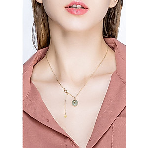 LIKEYO Jade Necklace - Jade Necklaces for Women, Natural Hetian Jade Pendants for Women, Green jade necklace, 925 Sterling Silver Gold Jade Jewelry for Women