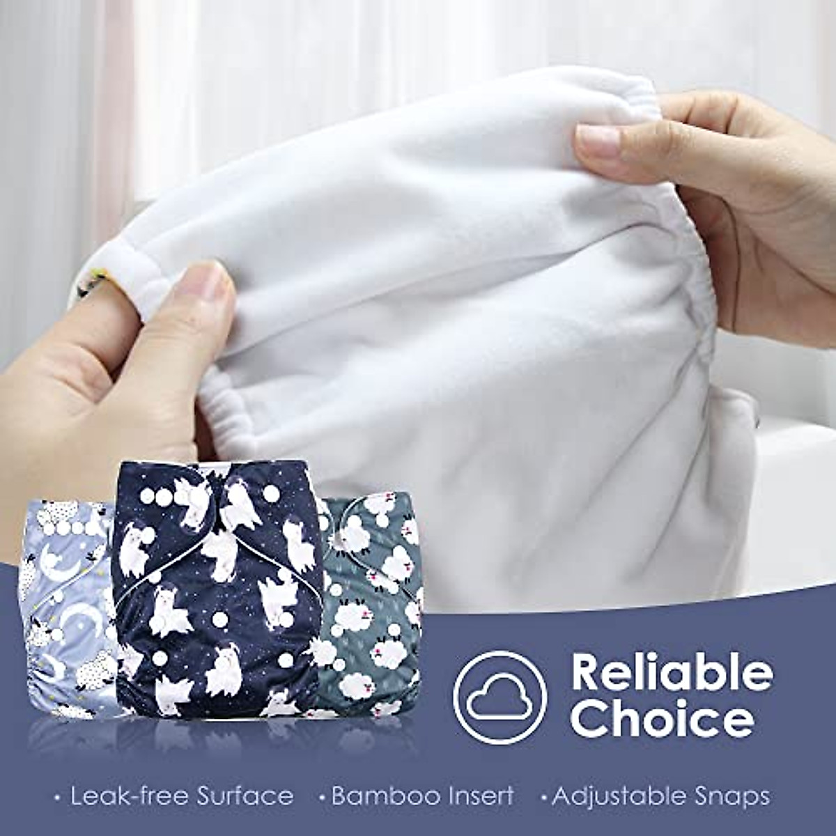 Langsprit 6 Pack Baby Cloth Diaper with Highly Absorbent Inserts, Baby Reusable Diapers, Cloth Diapers Newborn, Washable Cloth Diapers, Reusable Unisex Baby Diapers