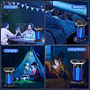 Zechuan Solar Bug Zapper Outdoor Waterproof, High Powered Pest Control Electric Mosquito Zapper Killer Indoor, Rechargeable Insect Trap Fly Zapper for Home, Patio, Backyard, Camping