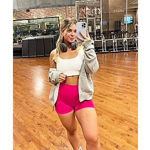 Unthewe Workout Butt Lifting Shorts for Women High Waisted Seamless Gym Yoga Booty Shorts(U526-Scrunch Hot Pink-S)