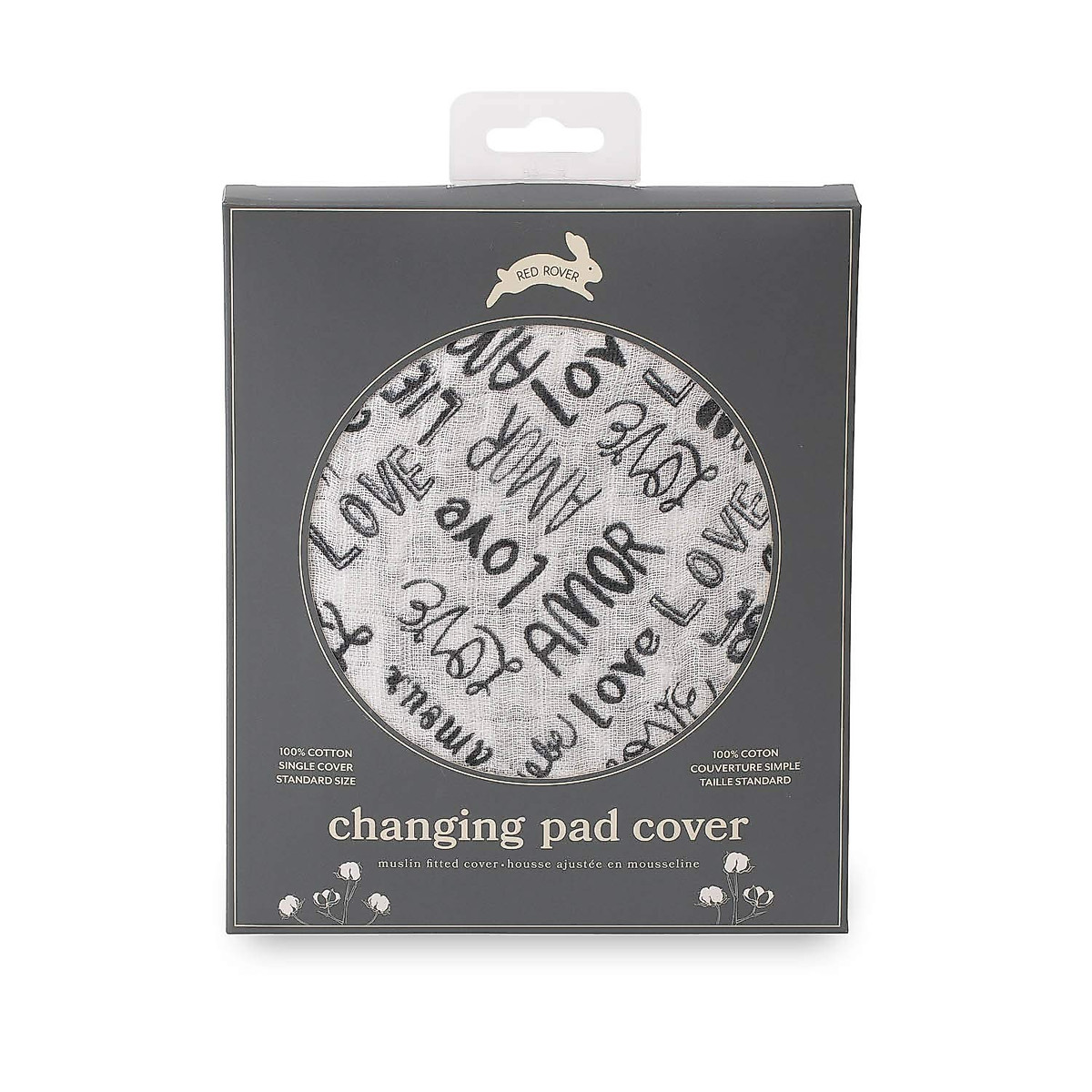 Red Rover Kid Muslin Changing Pad Cover – 16” x 32” - 100% Cotton – Machine Washable – Standard Size - Stitched Holes for Safety Straps – Lightweight & Breathable – Unisex (Love Language)