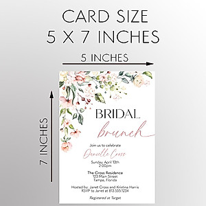 Bridal Shower Invitation Wedding Shower Invite Bridal Brunch Floral Flowers Pink Blush Spring Printed Cards Customized Personalized Cards (12 Count)