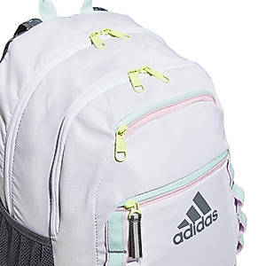 adidas Excel Backpack Durable Large Athletic Student Laptop Book Bag for Boys/Girls, White/Semi Flash Aqua Blue/Orchid Fusion Purple, One Size