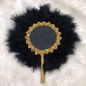 1pcs One-Side African Turkey Feather Hand Fan for Bridal Wedding Handmade Nigerian Eventaille Marriage Hand Fan - One Sided Hand Fan