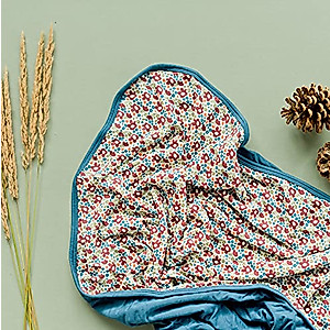 Soft Oversized Throw Blanket - Super Cozy Adult Size Large Swaddle Blankets for Bed, Sofa, Couch - Lightweight Jersey Knit Comfort Throws 57x72 Inch Long (Blue Red Ditsy Floral)