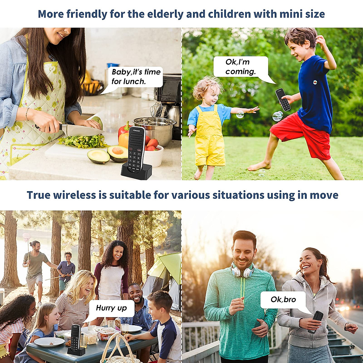 Chtoocy Rechargeable Intercoms Wireless for Home 1 Mile Range 10 Channel, Handheld Wireless Intercom System for Home Business Office, Home Room to Room Communication System (2 Packs, Black)