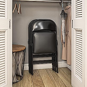 COSCO Vinyl Folding Chair, 4 Pack, Black