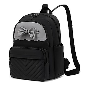 MYHOZEE Leather Backpack Purse for Women - Fashion Backpack Girls with Cute Bowknot Satchel Bags Bookbag Casual Travel Daypacks, Black