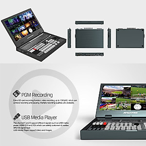 AVMATRIX PVS0615U 15.6 Portable 6-Channel SDI/HDMI Multi-Format Streaming Switcher Real Time Live Streaming Multi Camera Production (PVS0615U)