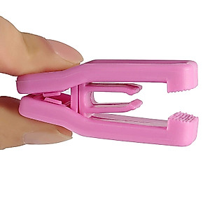 ZOENHOU 100 Pack Pink Plastic Finger Clips for Hanger Strong Pinch, Multi-Purpose Non-Slip Hanger Clip, Plastic Clips for Clothes Pants