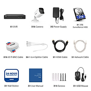 ANNKE 16 Channel 5MP Security Camera Systems H.265+ 5MP Lite DVR with 2TB Hard Drive, 16pcs 5MP Indoor Outdoor Surveillance Cameras, Easy Remote Monitoring, 100ft Super Night Vision