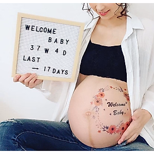 tuzuru Pregnancy Belly Stickers Tattoo Stickers body paint sticker Cute Pregnancy Baby Bump Belly Stickers for Baby Shower Maternity Gifts (ZB)