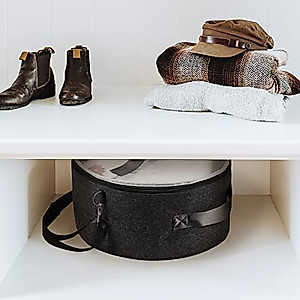 Pehciroe Hat Boxes for Women & Men Storage Large Felt Hat Boxes Storage Round Foldable Hat Carrier Travel Cowboy Hat Storage Box Storage for Hats Toy Clothes with Lid, Gray