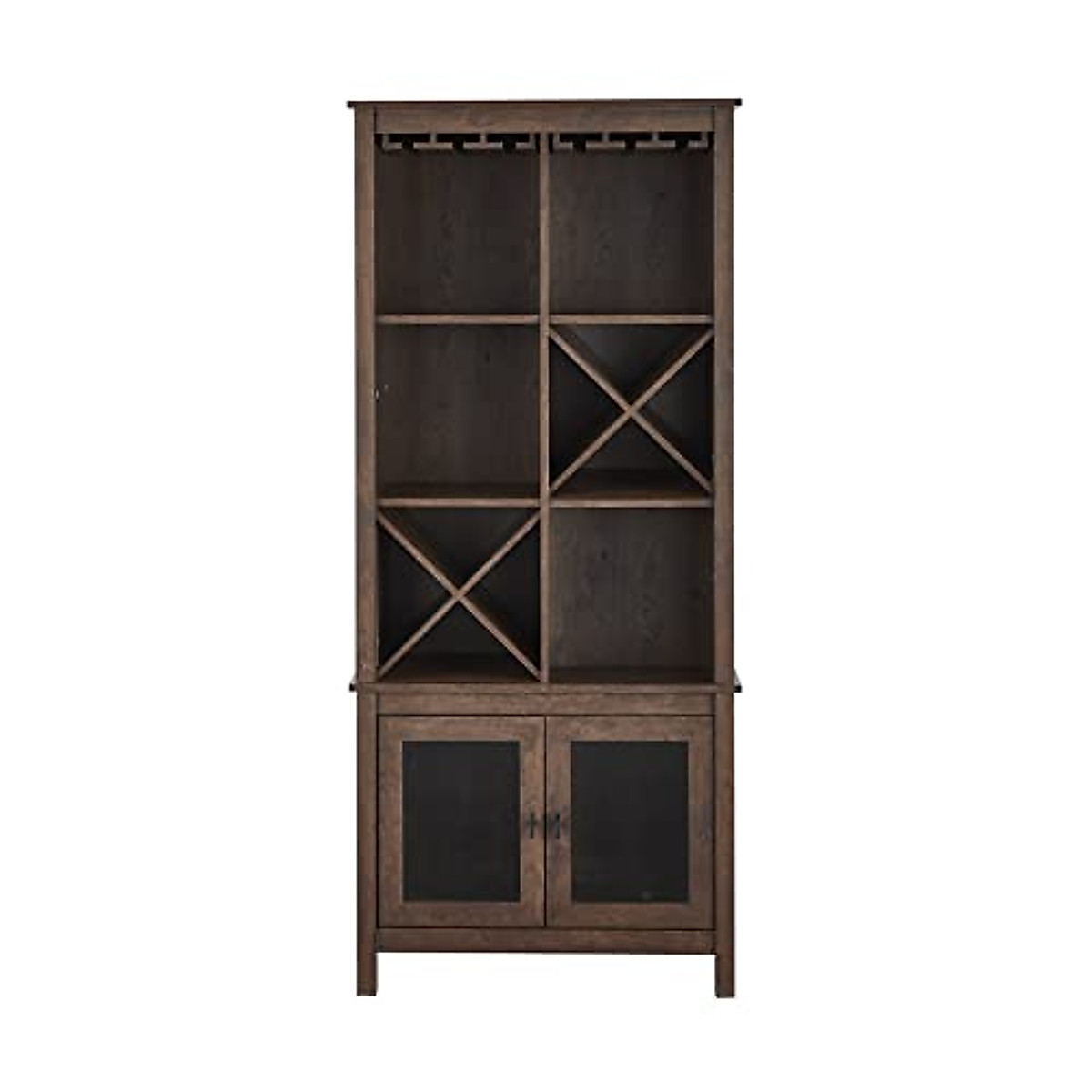Home Source 72" Wood Exquisite Bar Wine Cabinet with Storage,Liquor Cabinet with Removable Wine Racks,Bookcase,Kitchen Pantry Storage Cabinet for Kitchen,Dining Room, Living Room,Mahogany