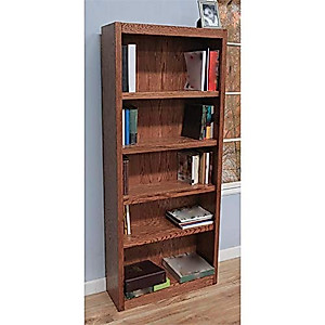 Concepts In Wood Midas Five Shelf Bookcase 72" H Dry Oak Finish