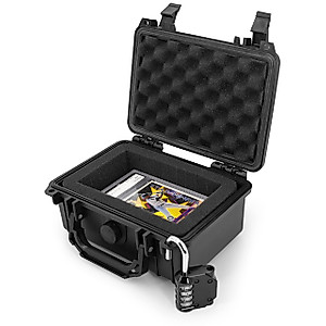 CASEMATIX Graded Card Case Storage Box For Sports Cards Compatible With 8 BGS, 13 FGS or 11 GMA PSA Graded Trading Card Slabs and More Collectible Cards - Airtight, Waterproof and Includes Padlock