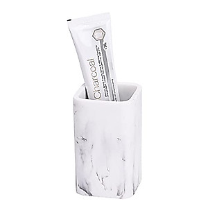 ZCCZ Bathroom Accessory Sets, 4 Pieces Bathroom Accessories Complete Set Vanity Countertop Accessory Set with Marble Look, Includes Lotion Dispenser Soap Pump, Tumbler, Toothbrush Holder and Tray