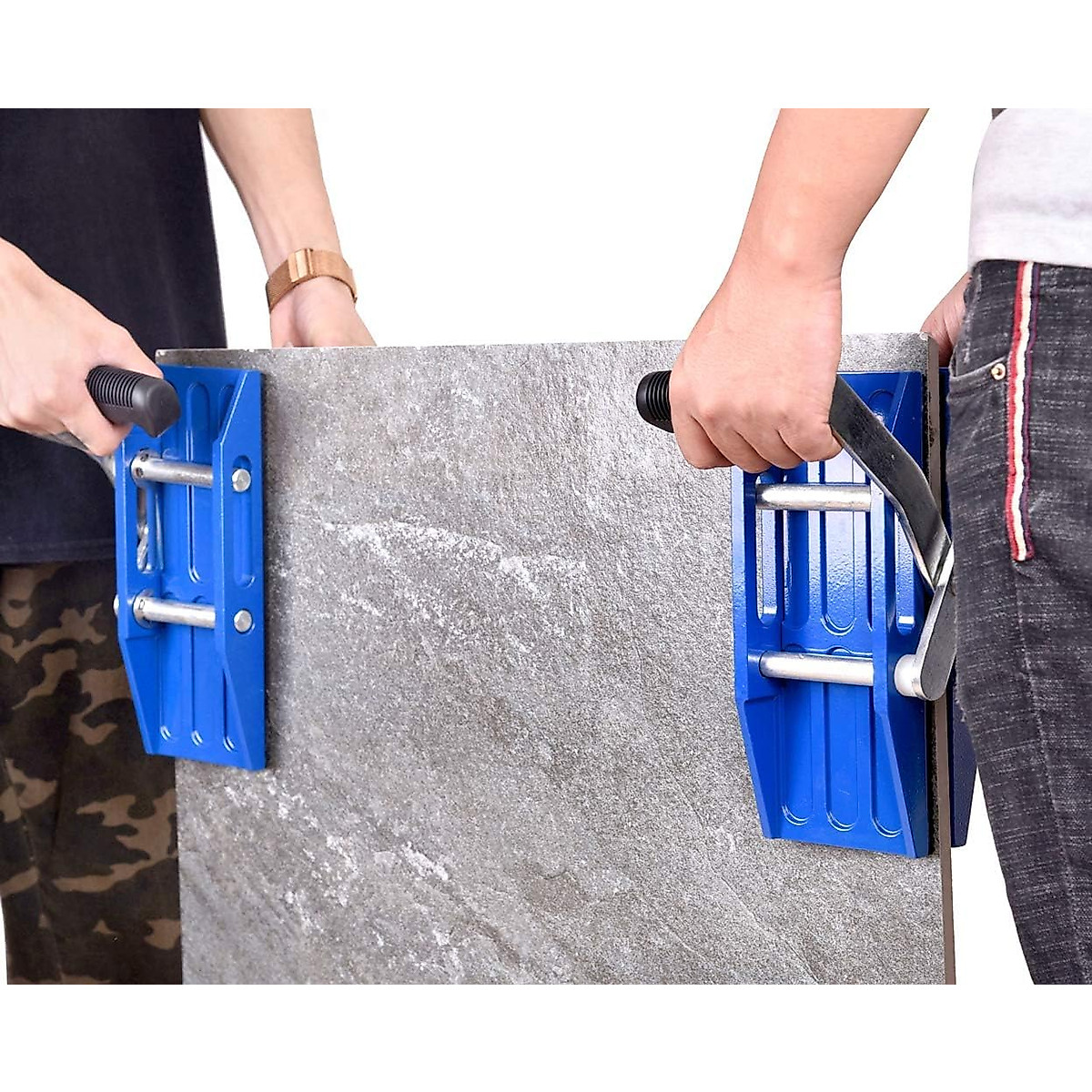 ZUOS Double Handed Stone Carrying Clamps Granite Panel Carriers Lifter Tools for Lifting Quartz Worktops Slabs Marble with Rubber-lined(2-PCS)