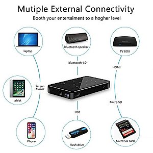 ROMIX Mini Portable Pocket Smart Projector with DLO,HD-in and HD 4K decoding,Compatible with Android,iPhone and Windows