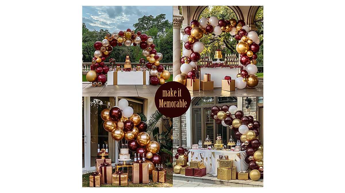 Maroon and Gold Balloon Garland Kit for Celebrations