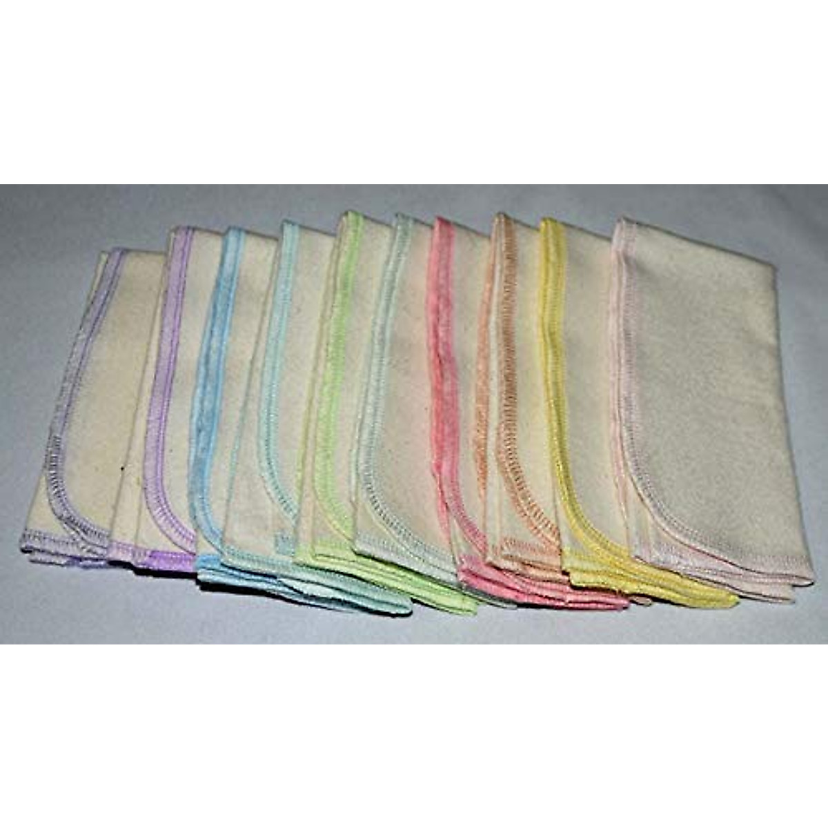 Gina's Soft Cloth Shop 11x12 1 Ply Certified Organic Cotton Flannel Set of 10 Paperless Towels Pastel Edges