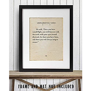 DaVinci - Once You Have Tasted Flight - 11x14 Unframed Typography Book Page Print - Great Decor and Gift for Pilots Under $15