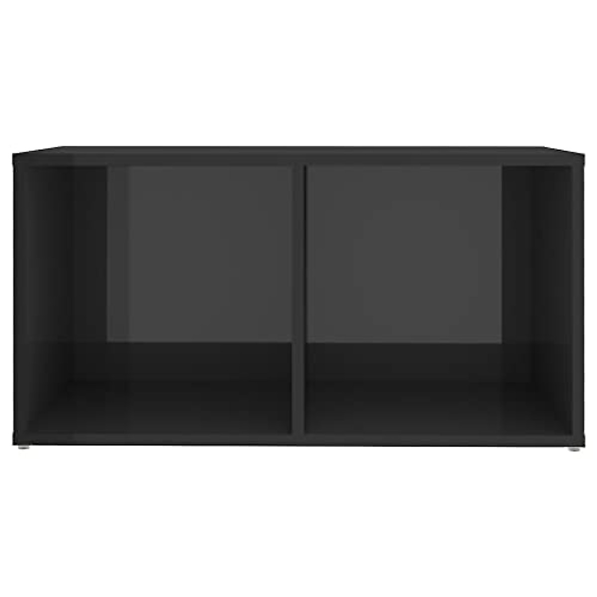Queen.Y TV Cabinet Set of 2, Wooden Floor Storage Unit, Display Table with 4 Compartments, for Books, Magazines, DVDs, Media Box, High Gloss Grey