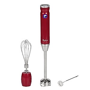 Magiccos Immersion Stick Hand Blender - 9 Speeds Contorl, Slim Stick Blender Wand, 350W DC Motor, For Shakes and Smoothies, Puree Baby Food & Soup, Whisk & Milk Frother Attachments(Red)