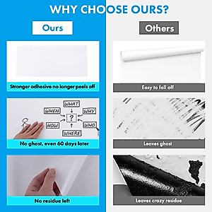 HAMIGAR White Board Dry Erase, White Board Stick on Wall, Dry Erase Board Sticker for Wall, White Board Paper, Sticky White Board for Wall, Peel and Stick Wallpaper Homeworking Office 17.5 x 78.7 Inch