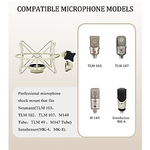TLM 103 Shock Mount - Microphone Mount Compatible for Neumann TLM 103 M147 Condenser Mic by SUUNTOK,Silver