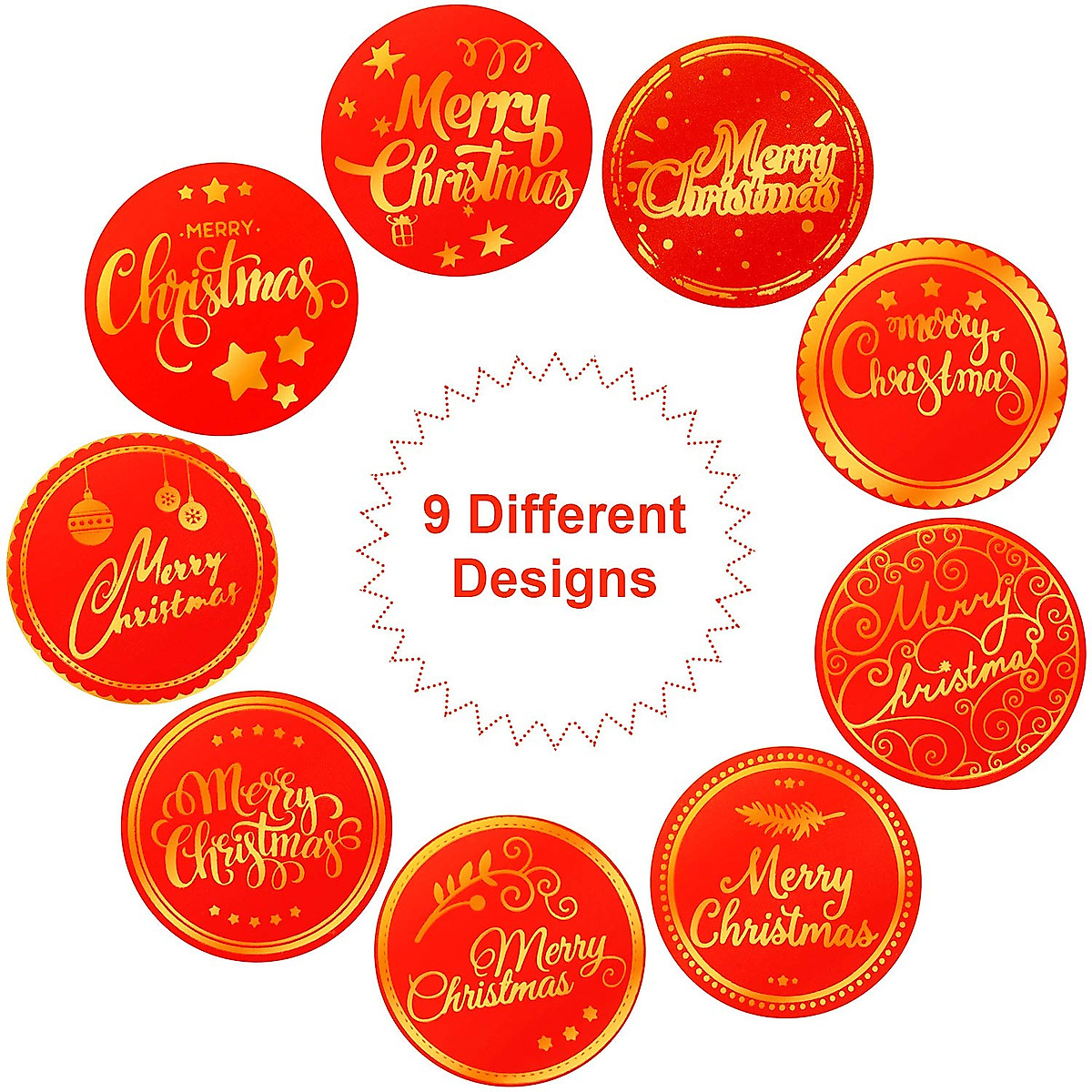 500 Pieces Merry Christmas Stickers Christmas Round Label Stickers Gold Foil Christmas Envelope Stickers for Cards Gift Envelopes Boxes Bag Sealing Decorations
