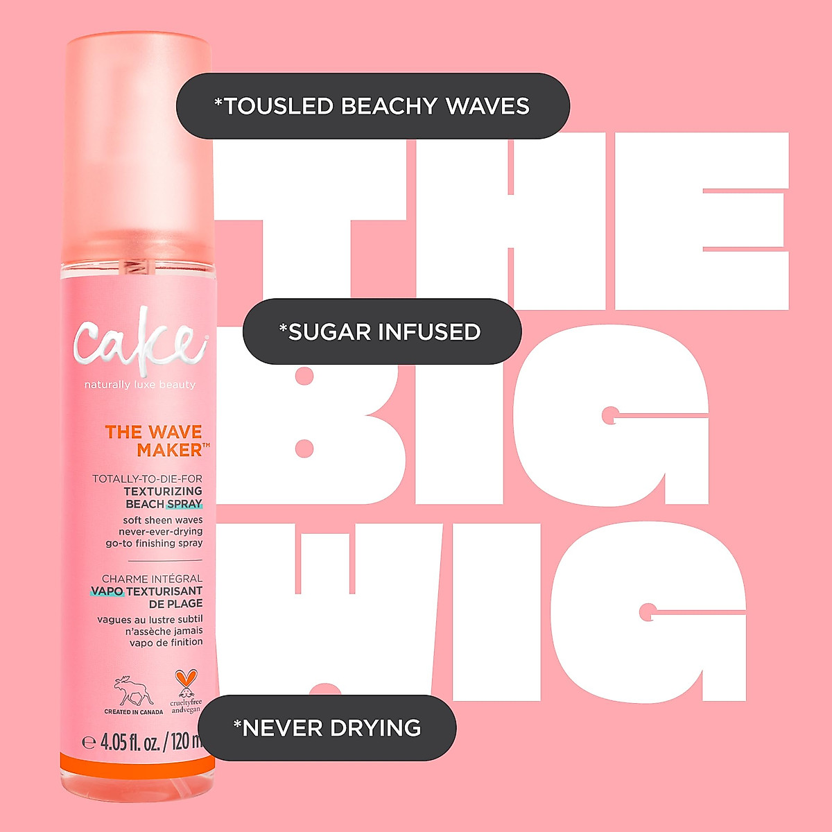 Cake Beauty The Wave Maker Texturizing Beach Spray, 4 Ounce. (Packaging may vary)