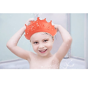 Duyymtsia Baby Shower Cap for Toddler, Silicone Toddler Shower Cap for Washing Hair Adjustable Bath Visor Kids Cute Crown Shower Hat (Pink)